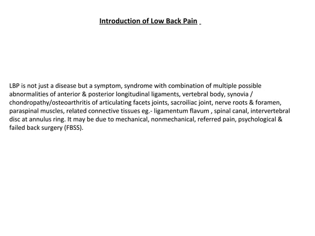 Low back pain | PPT | Physical Therapy | Wellness