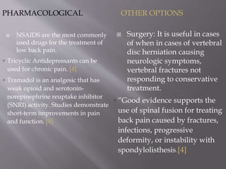 LOW BACK PAIN cause risk factors how to evaluate treatment | PPTX ...