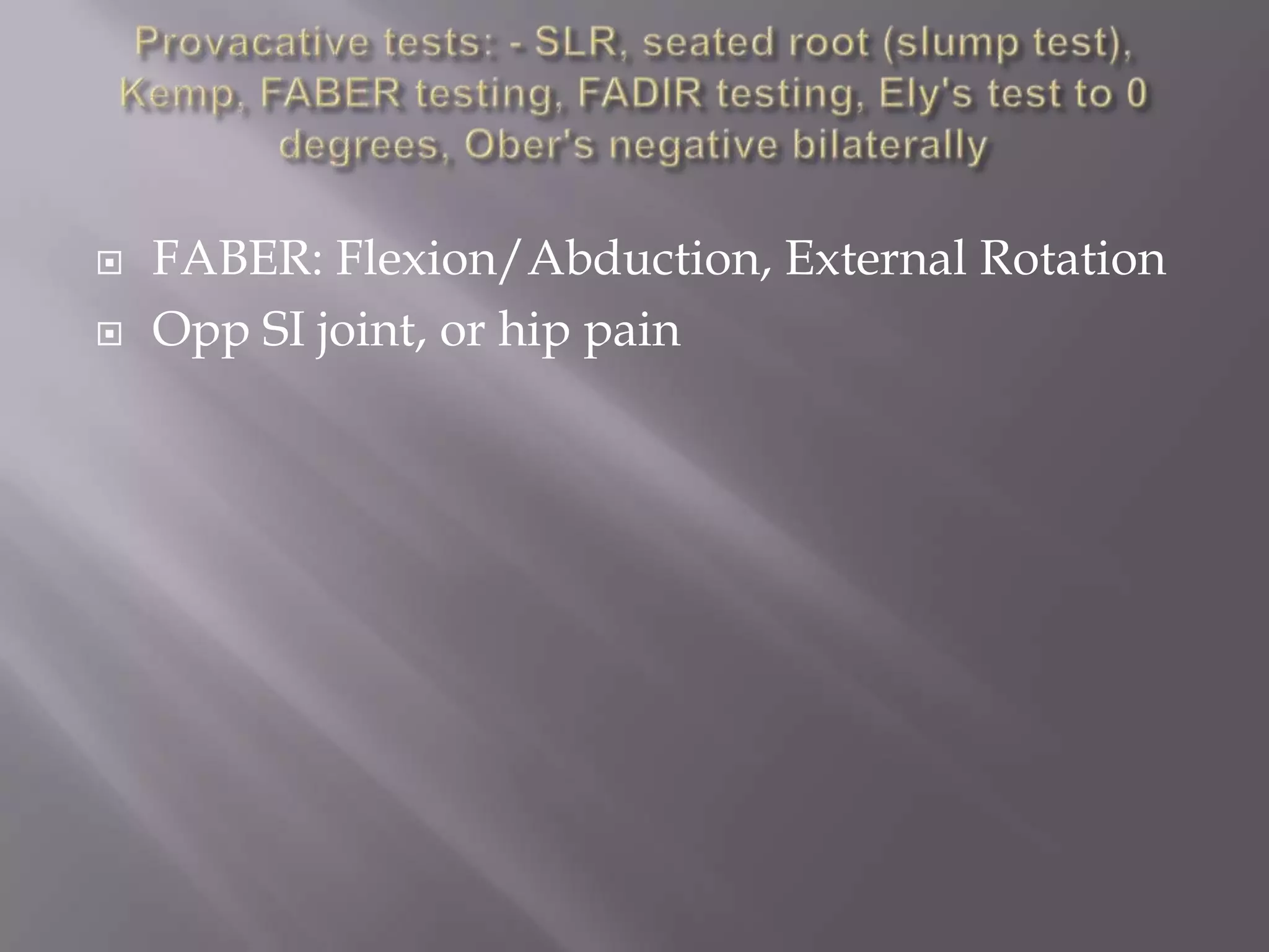 Low back pain neuro exam | PPTX