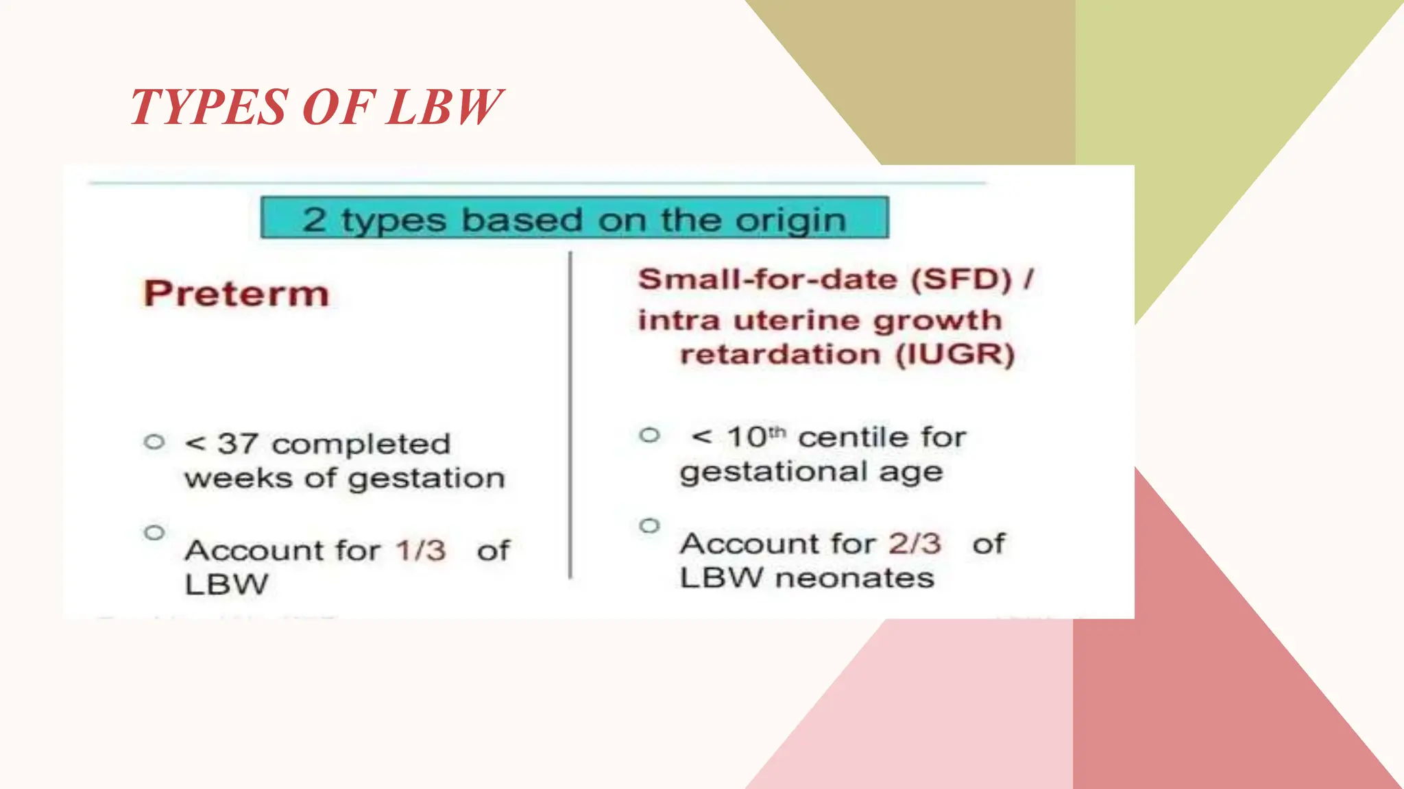 LOW BIRTH WEIGHT. PRETERM BABIES OR SMALL FOR DATES BABIES | PPTX