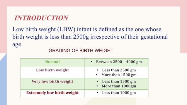 LOW BIRTH WEIGHT. PRETERM BABIES OR SMALL FOR DATES BABIES | PPTX