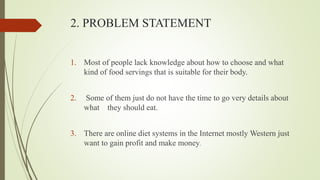 Low carbohydrate dietary planning system | PPTX