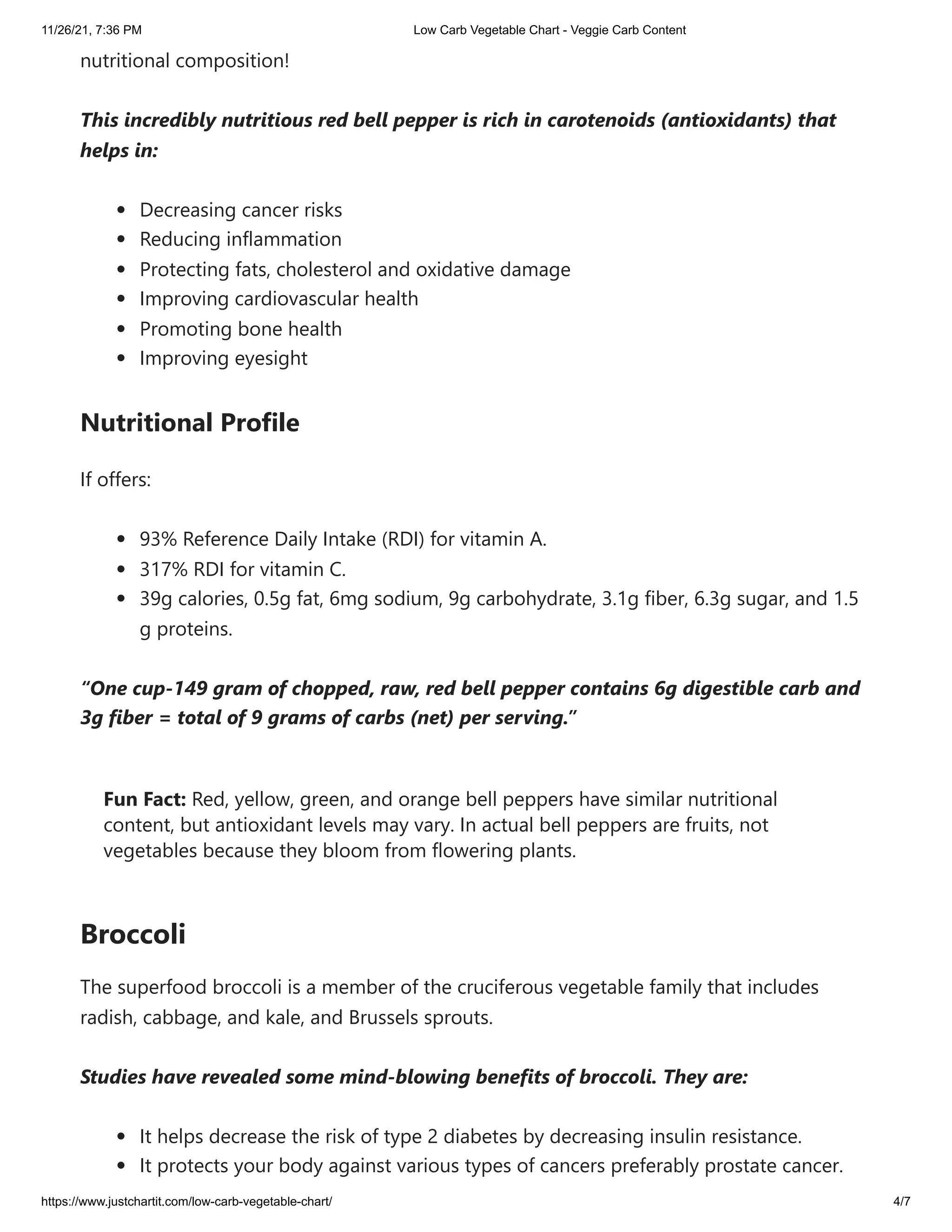 Low carb vegetable chart | PDF