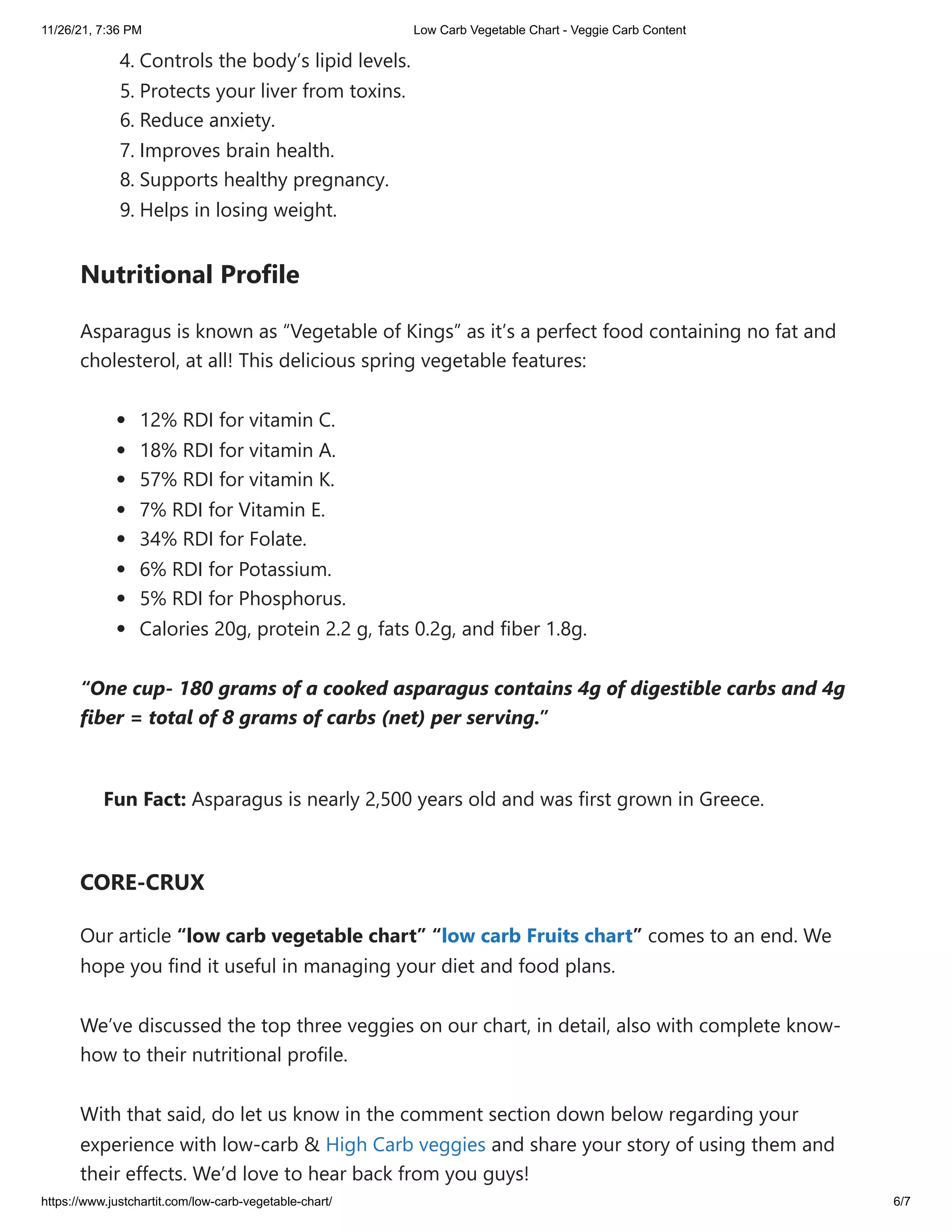 Low carb vegetable chart | PDF