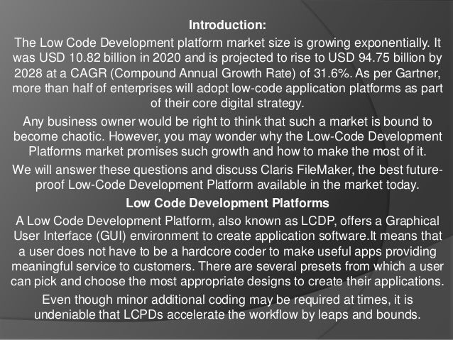 Low Code Development Platforms with Claris FileMaker