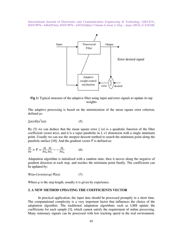 Low Complexity Algorithm For Updating The Coefficients Of Adaptive 2 Pdf