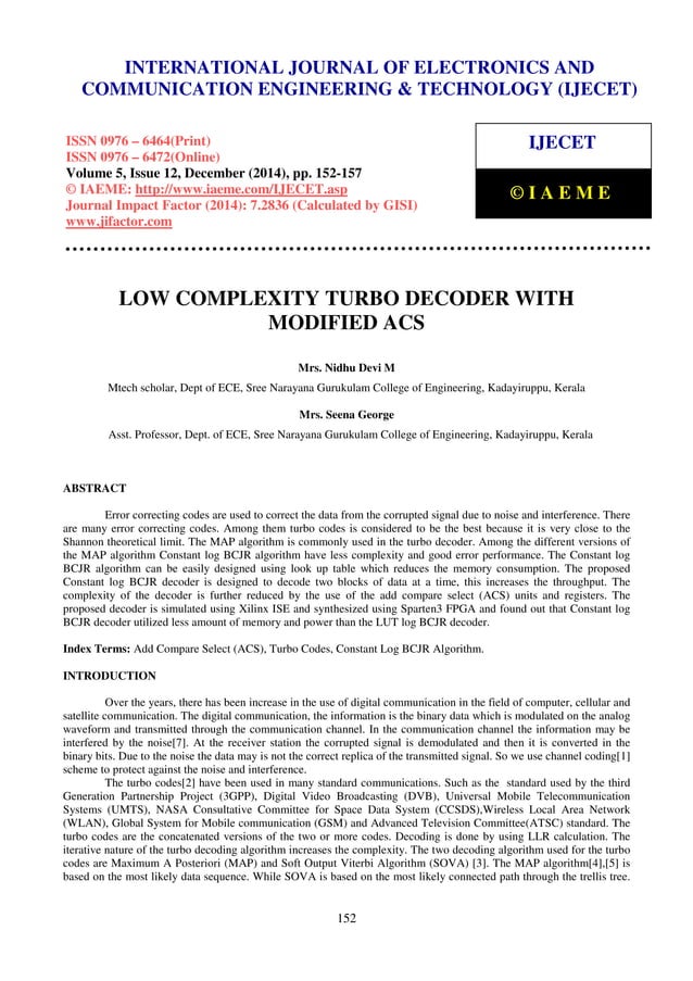 Low complexity turbo decoder with modified acs | PDF | Programming Languages | Computing