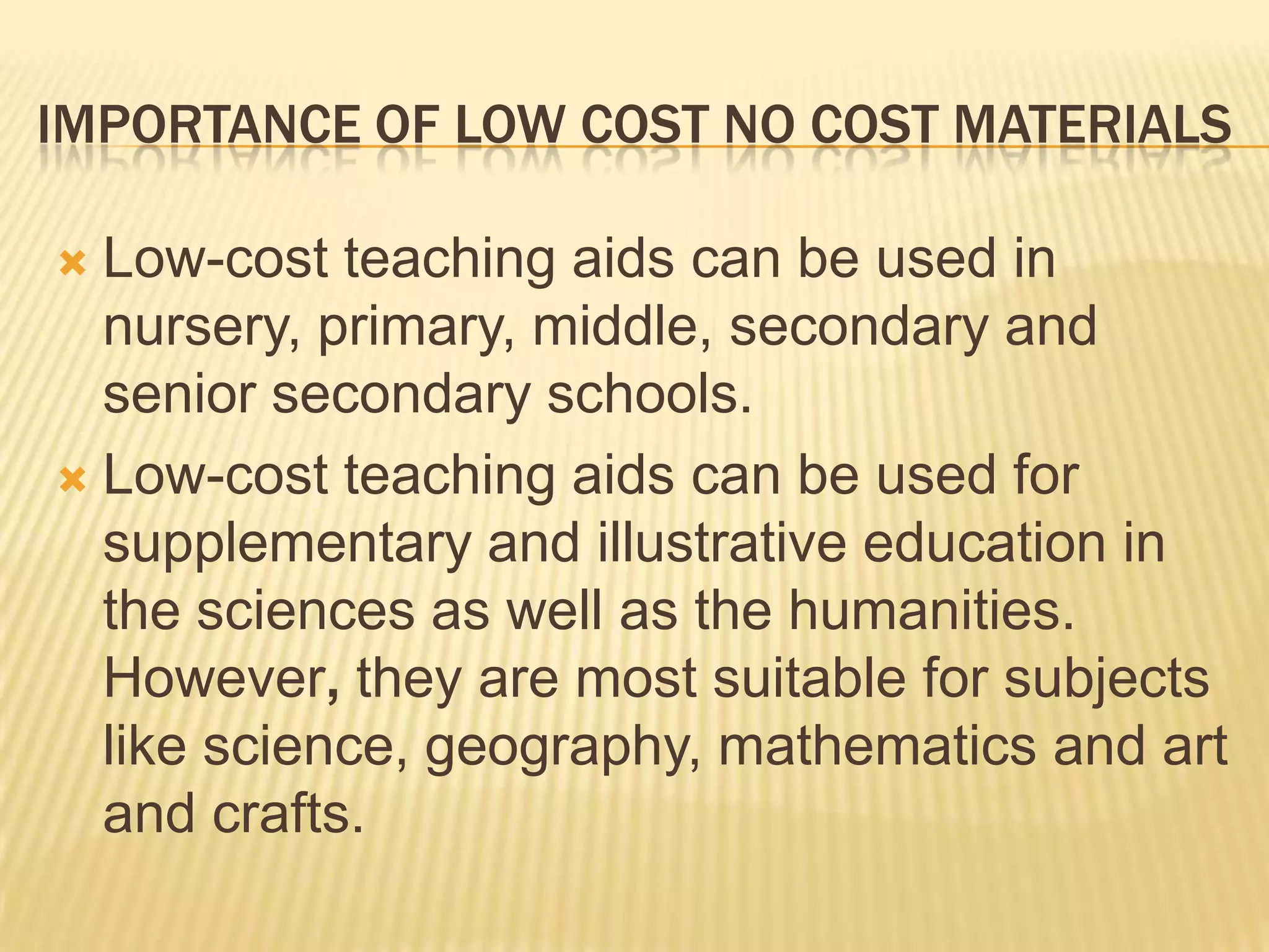 Low cost and no cost materials | PPTX