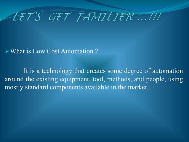 Low cost automation | PPTX