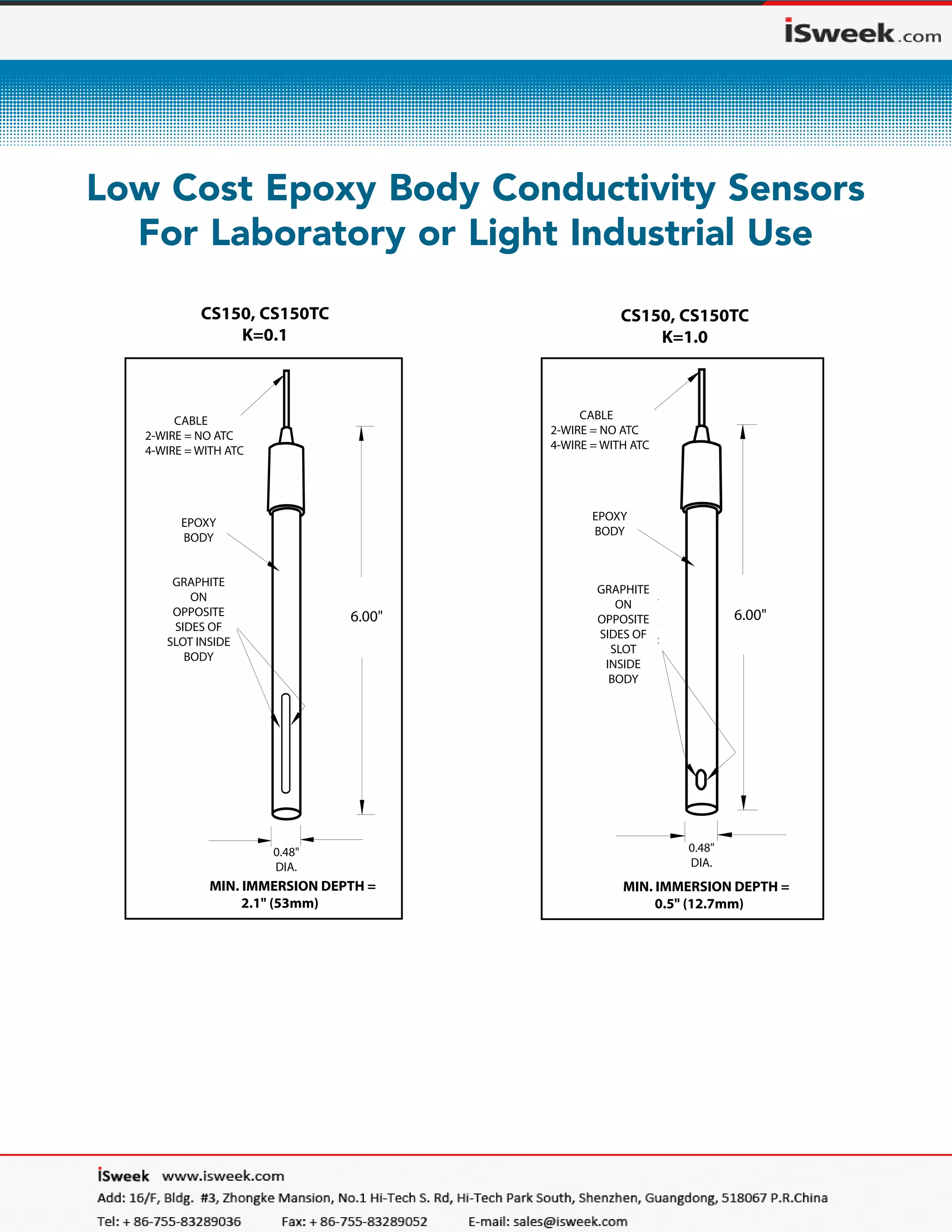 Low cost epoxy body conductivity sensors cs150 cs200 series | PDF