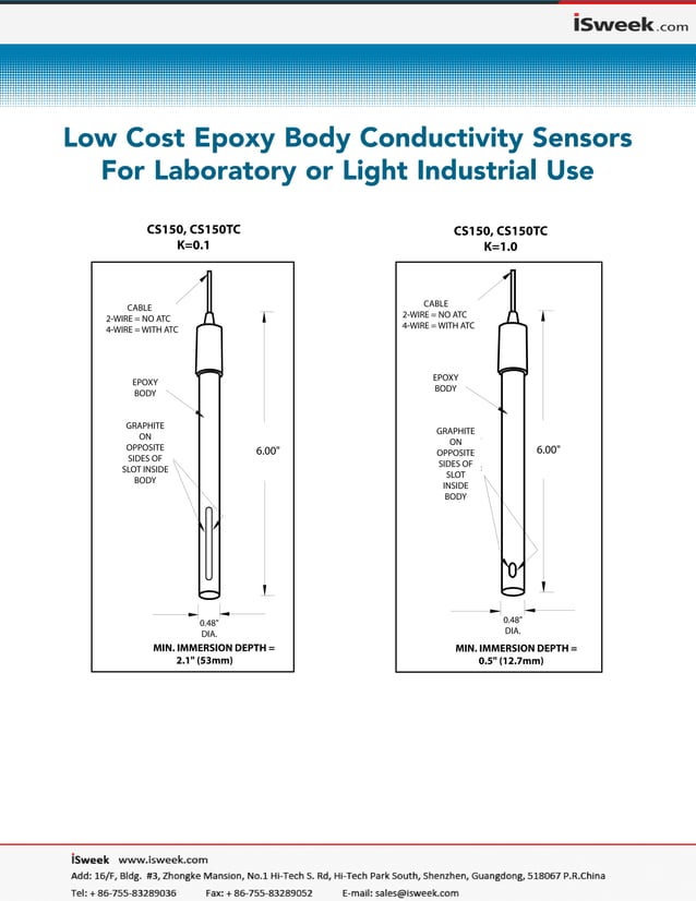 Low cost epoxy body conductivity sensors cs150 cs200 series | PDF