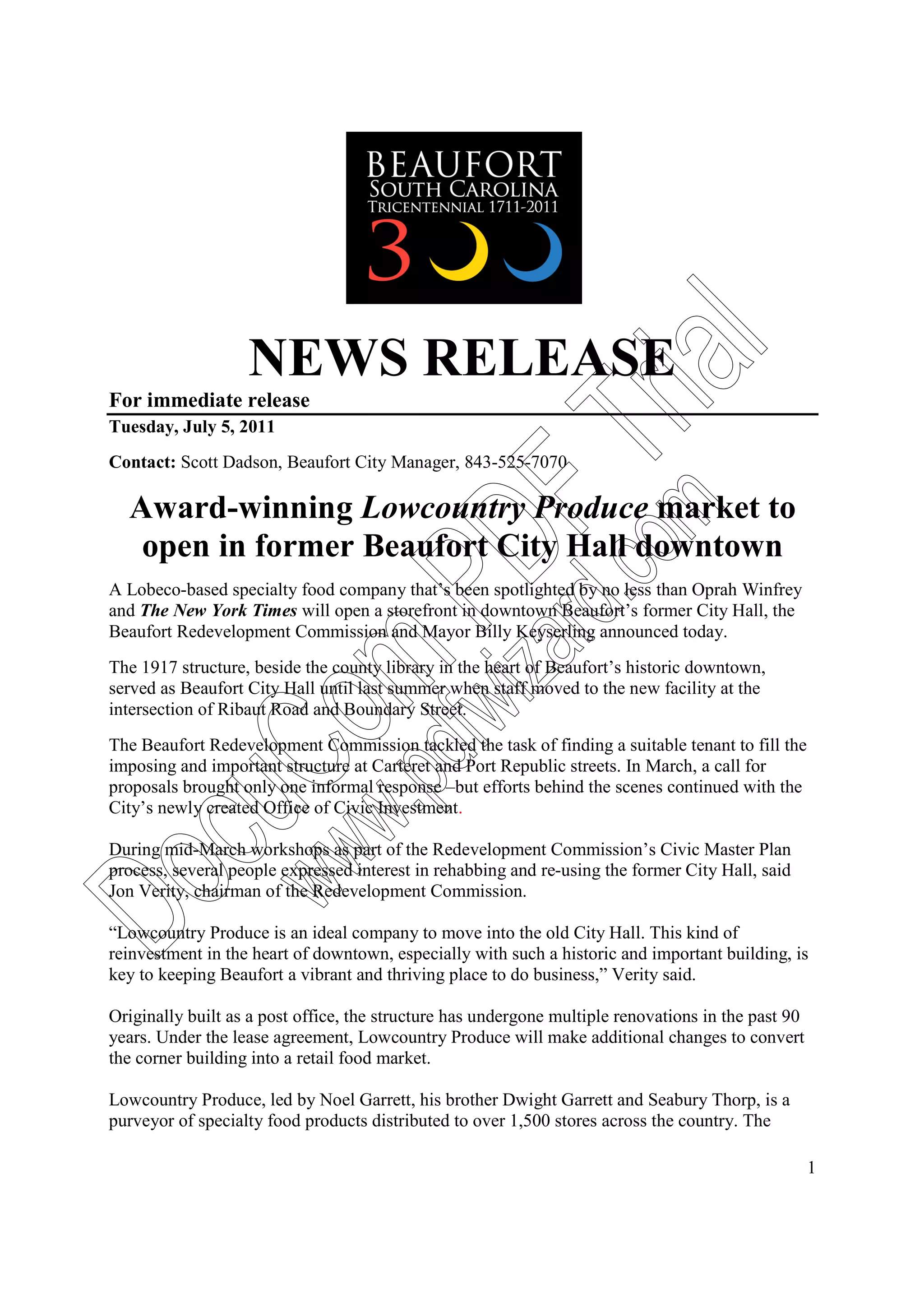 Lowcountry Produce to open in downtown | PDF