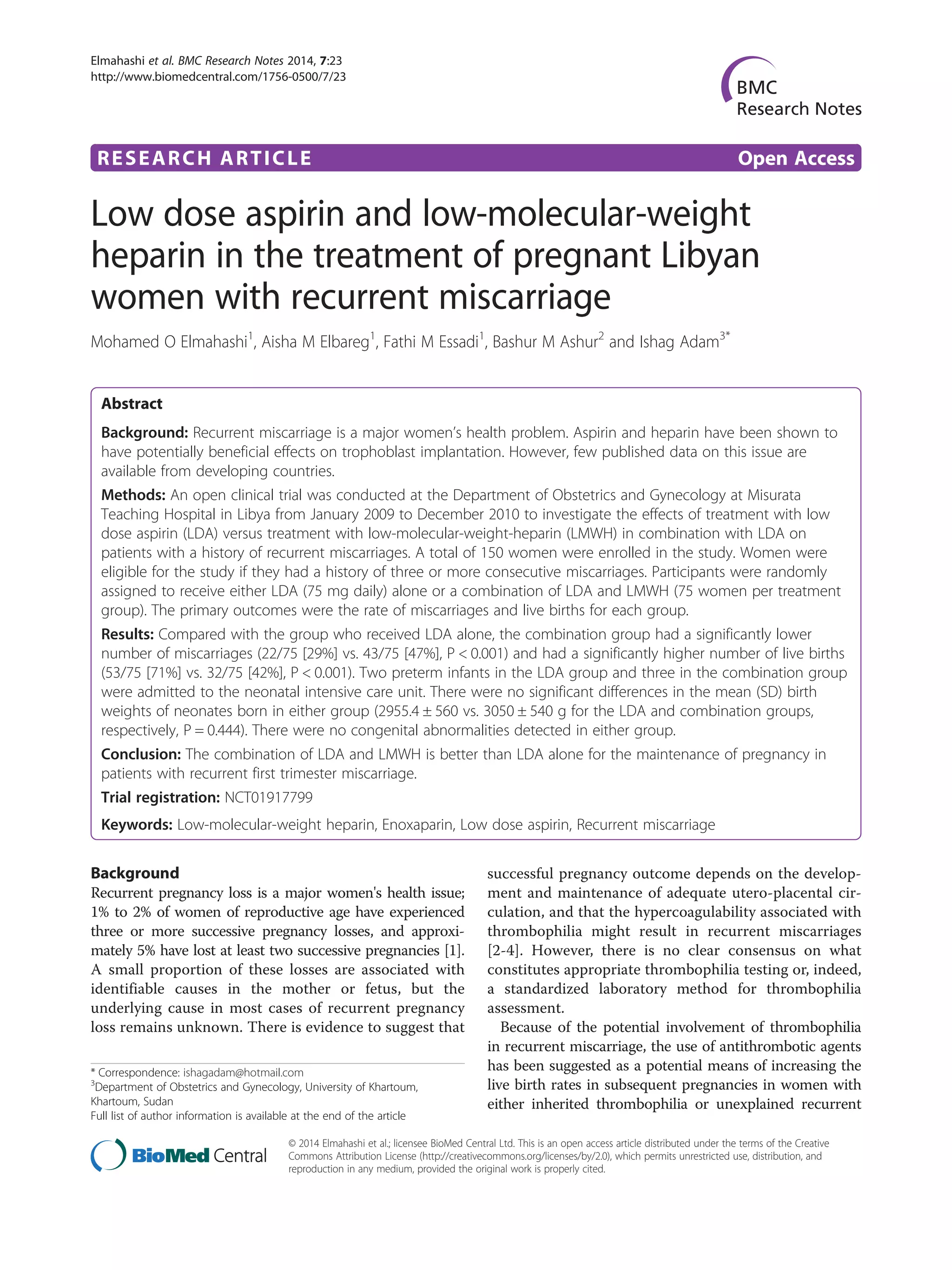 Low dose aspirin and low molecular weight heparin in recurrent ...