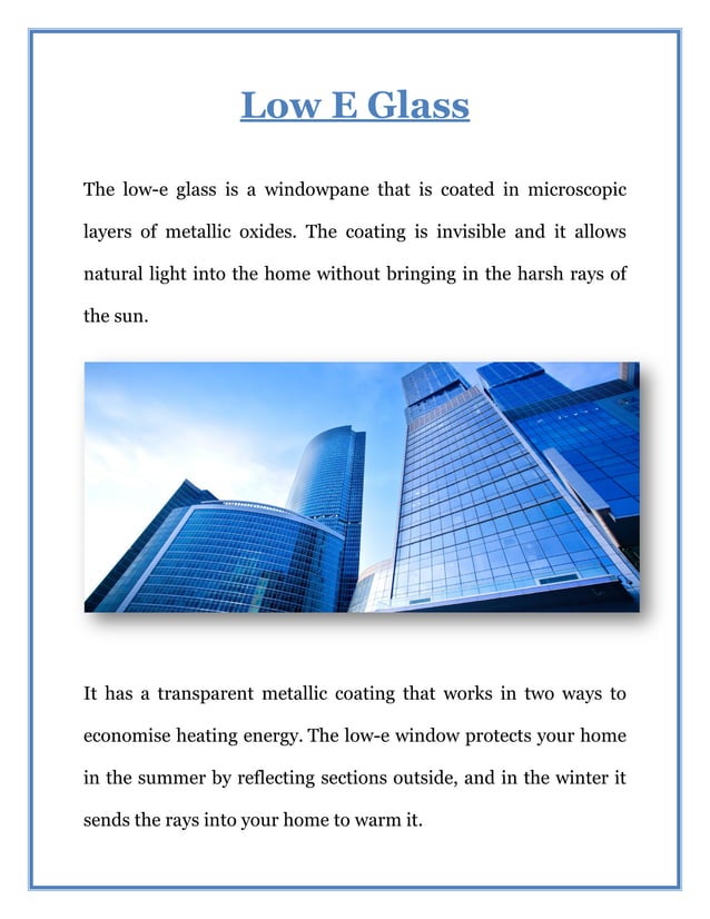 Low E Glass | PDF | Home Improvement | Home & Garden