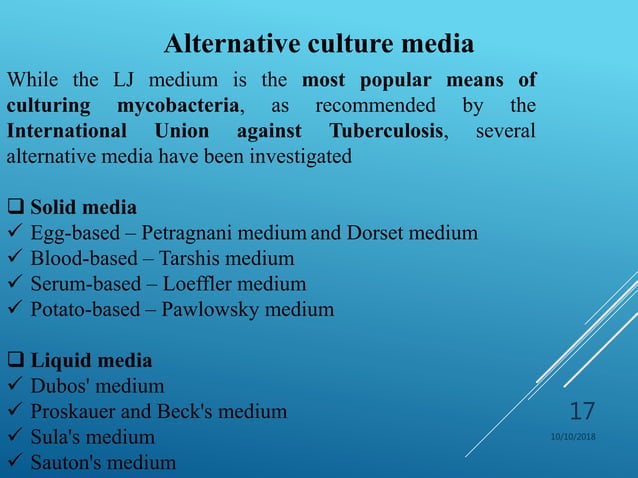 Lowenstein jensen medium | PPTX | Chemistry | Science