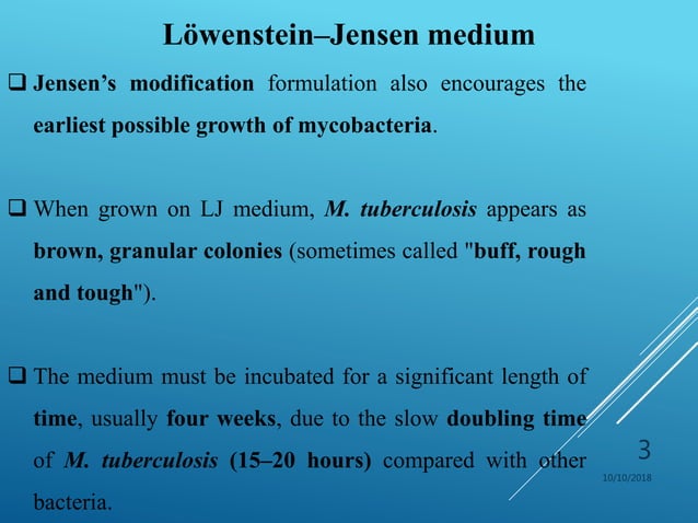 Lowenstein jensen medium | PPTX | Chemistry | Science
