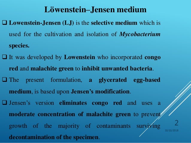 Lowenstein jensen medium