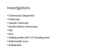 LOWER GASTROINTESTINAL BLEEDING, causes, clinical presentation.pptx