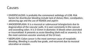 LOWER GASTROINTESTINAL BLEEDING, causes, clinical presentation.pptx