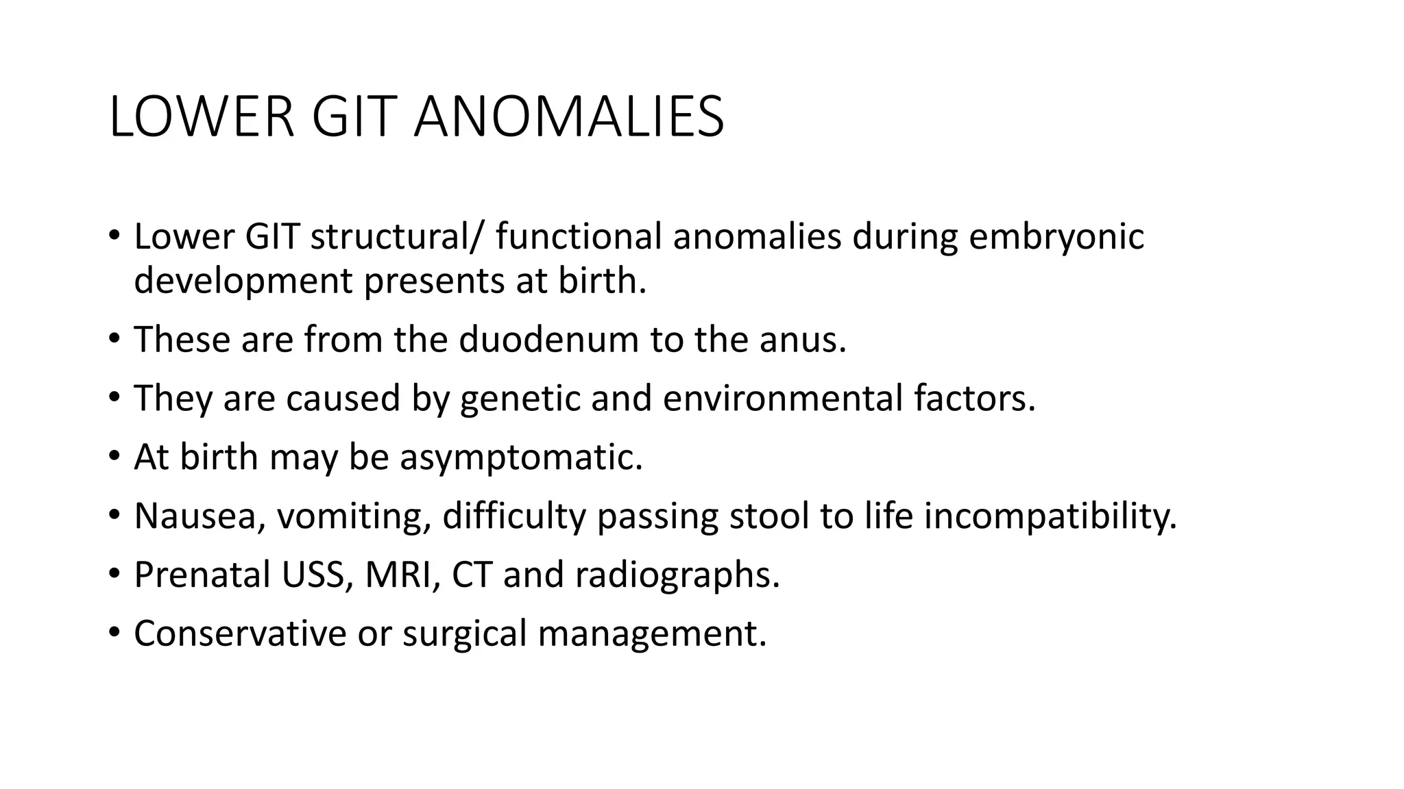 lower gastro-intestinal ANOMALIES. power point | PPTX