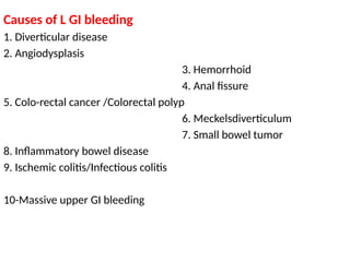 LOWER GI BLEEDING ...................... | PPTX