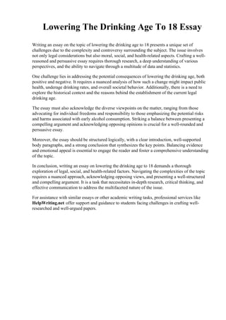 Lowering The Drinking Age To 18 Essay.pdf