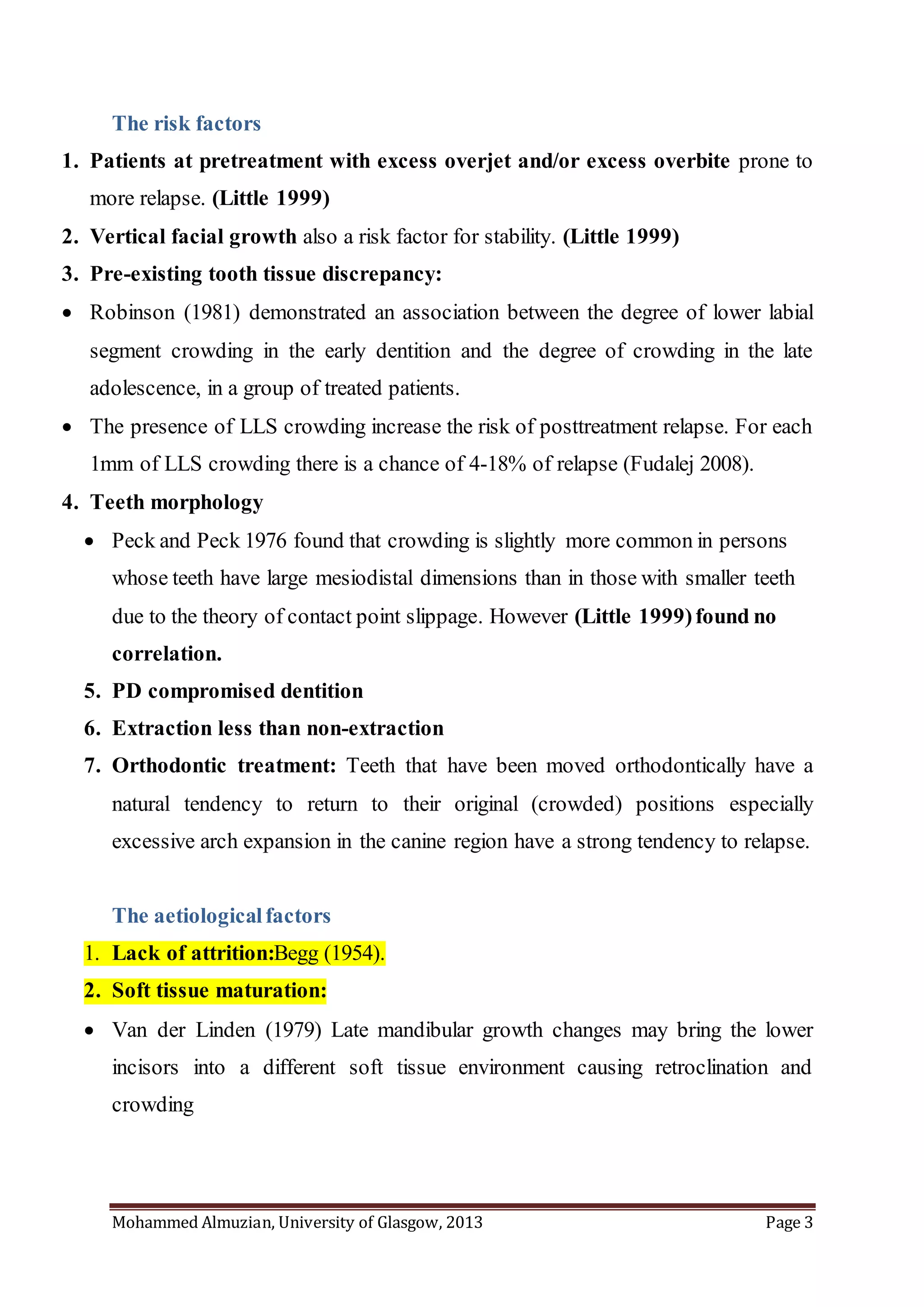Lower labial segment crowding / for orthodontists by Almuzian | DOCX
