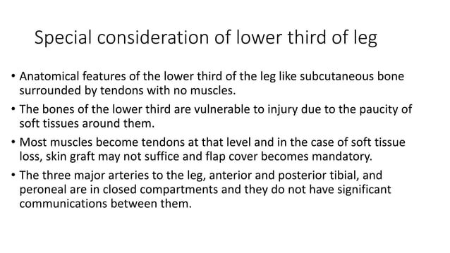 Lower leg defect reconstruction | PPTX | First Aid | Injuries