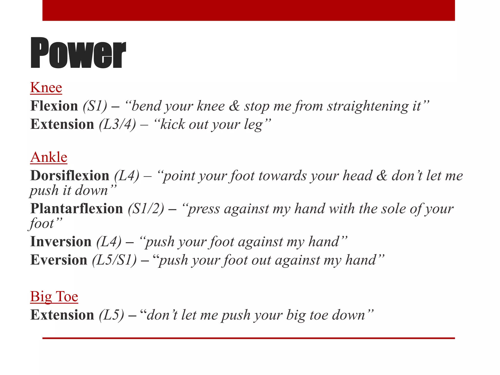 Lower limb neurological examination | PPTX