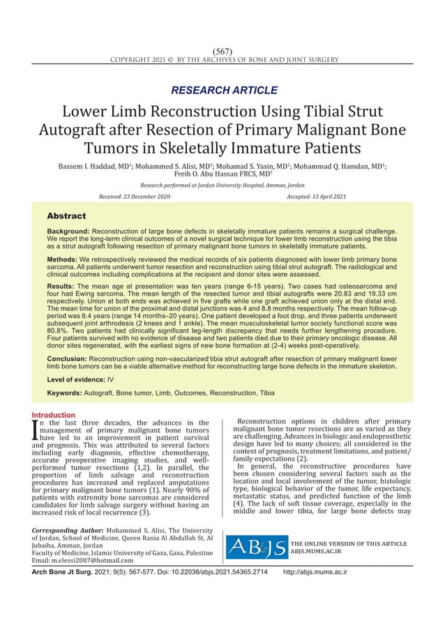 Lower Limb Reconstruction Using Tibial Strut.pdf | Bone and Joint ...