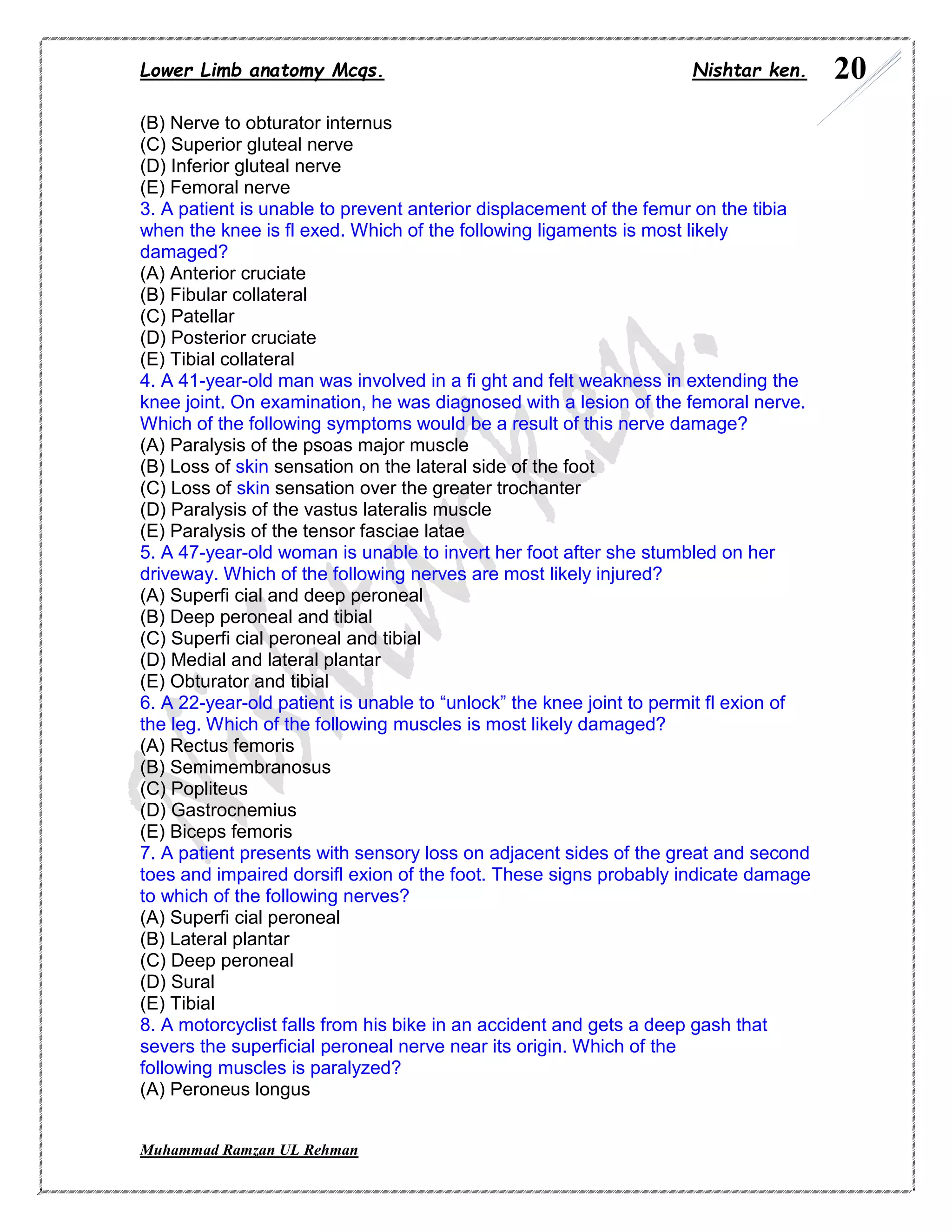 Lower limb MCQs | PDF