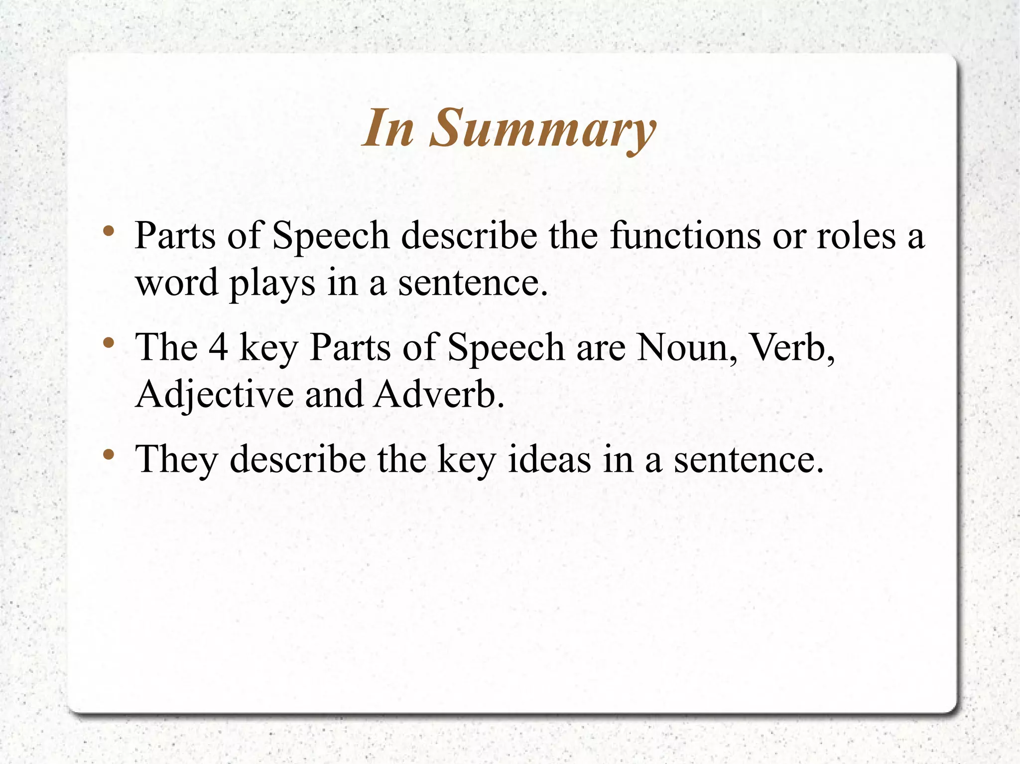 Lower pri key parts of speech | PPT