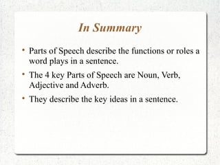 Lower pri key parts of speech | PPT