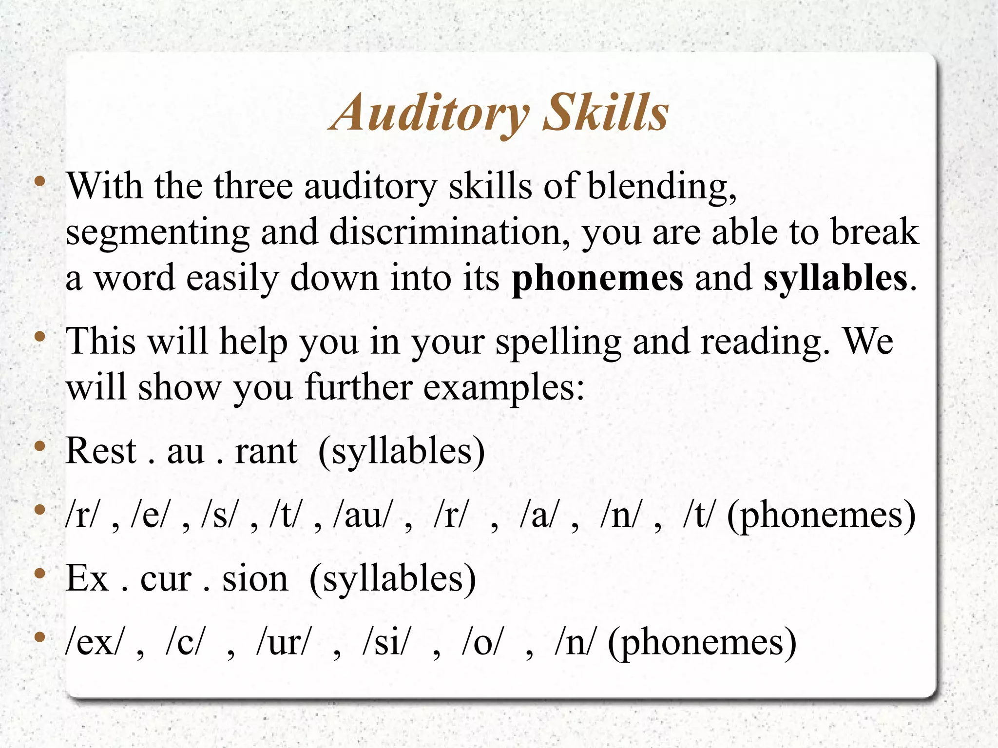 Upper Primary A - Auditory Discrimination | PPT