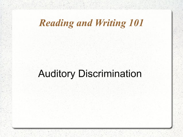 Upper Primary A - Auditory Discrimination | PPT