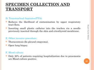Laboratory diagnosis of Lower respiratory tract infection including ...