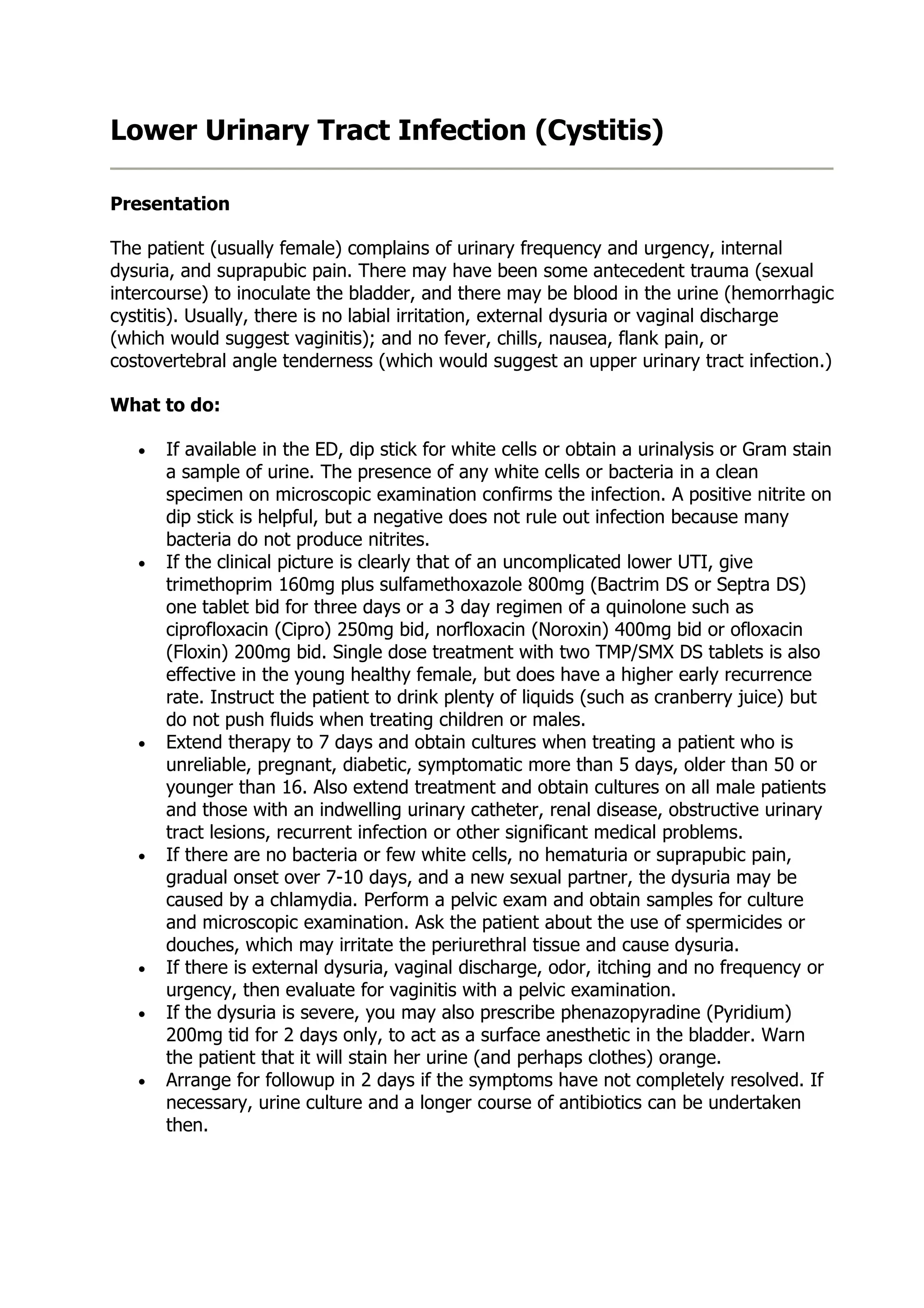 Lower Urinary Tract Infection | DOC | Sexual Conditions | Sexual Health