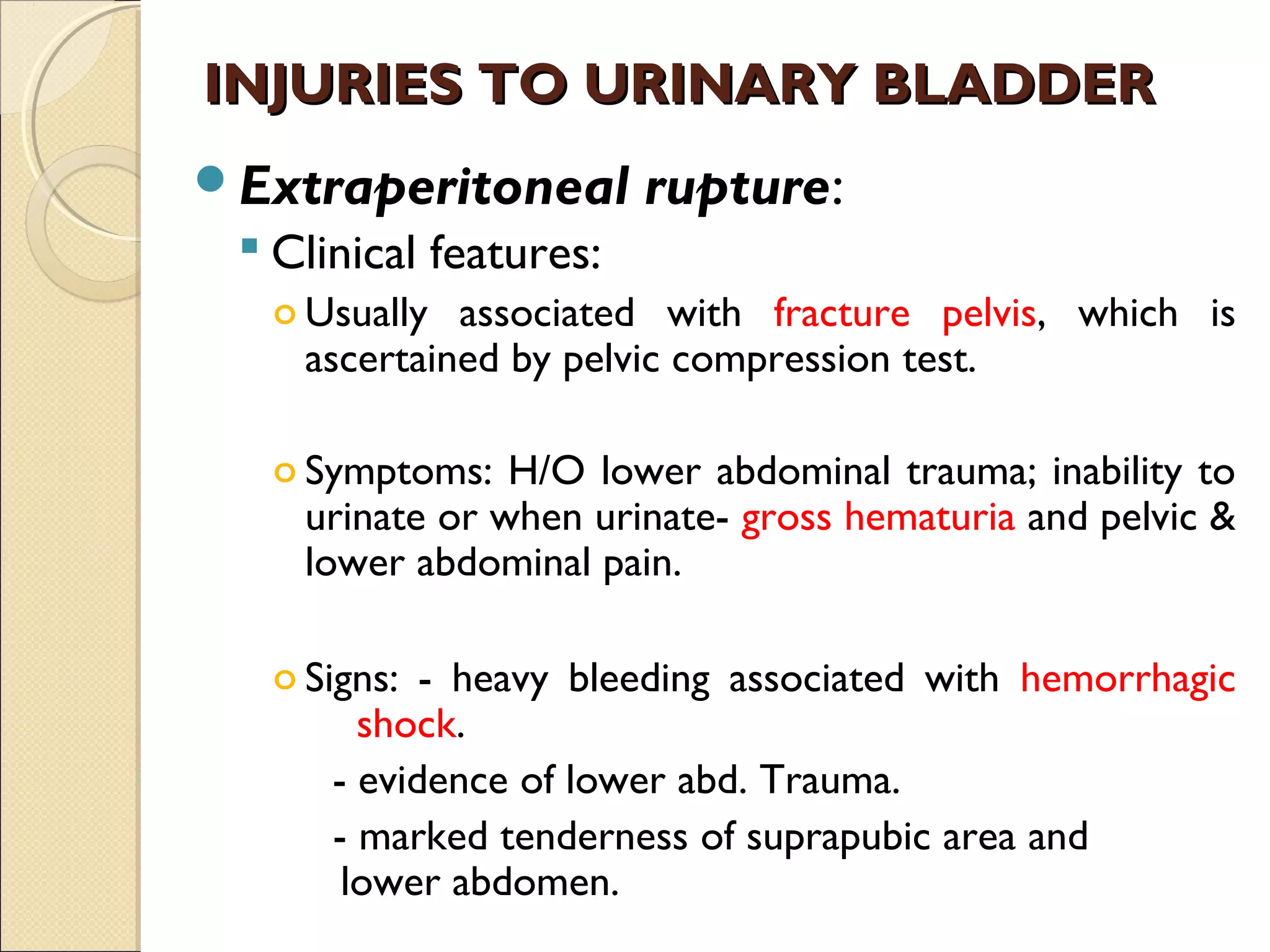 Lower urinary tract injuries | PPT