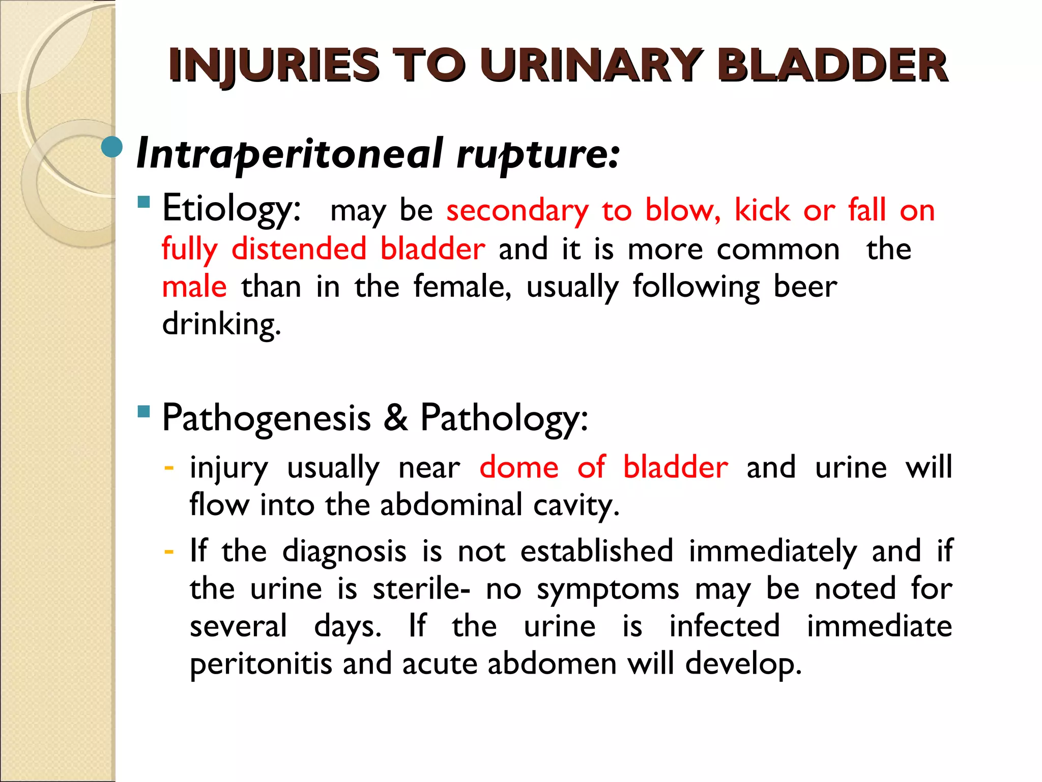 Lower urinary tract injuries | PPT