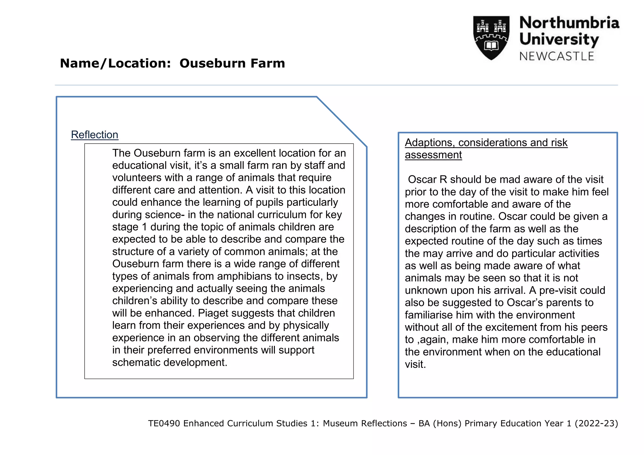 Museum visit Reflective Proforma | PDF