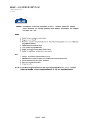 Lowes Installation Department | PDF