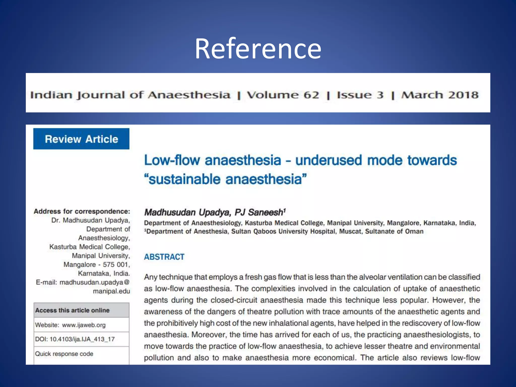 Low flow anesthesia | PPTX