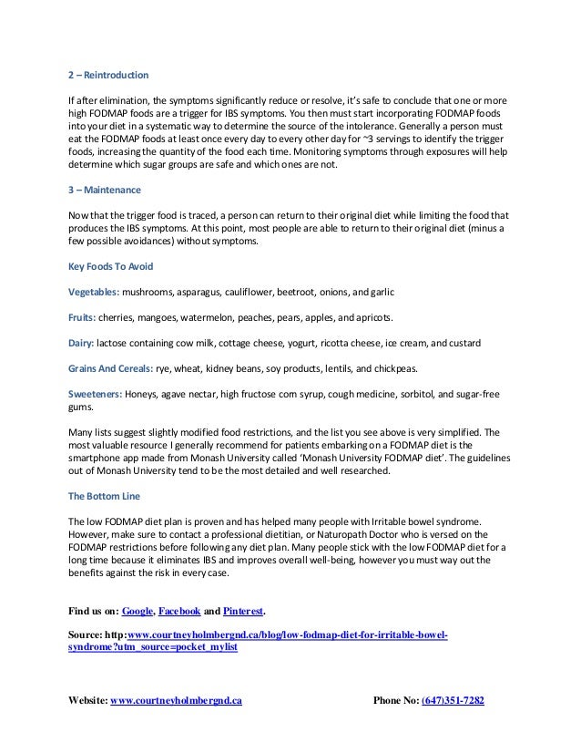 LOW FODMAP DIET FOR IRRITABLE BOWEL SYNDROME | PDF