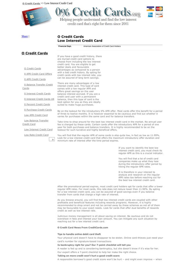 Low interest credit card | PDF