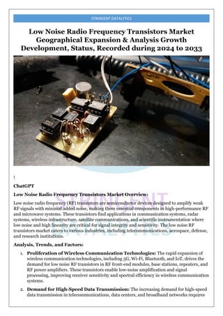 Low Noise Radio Frequency Transistors Market Geographical Expansion & Analysis Growth ...