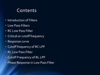 Low pass filters | PPTX
