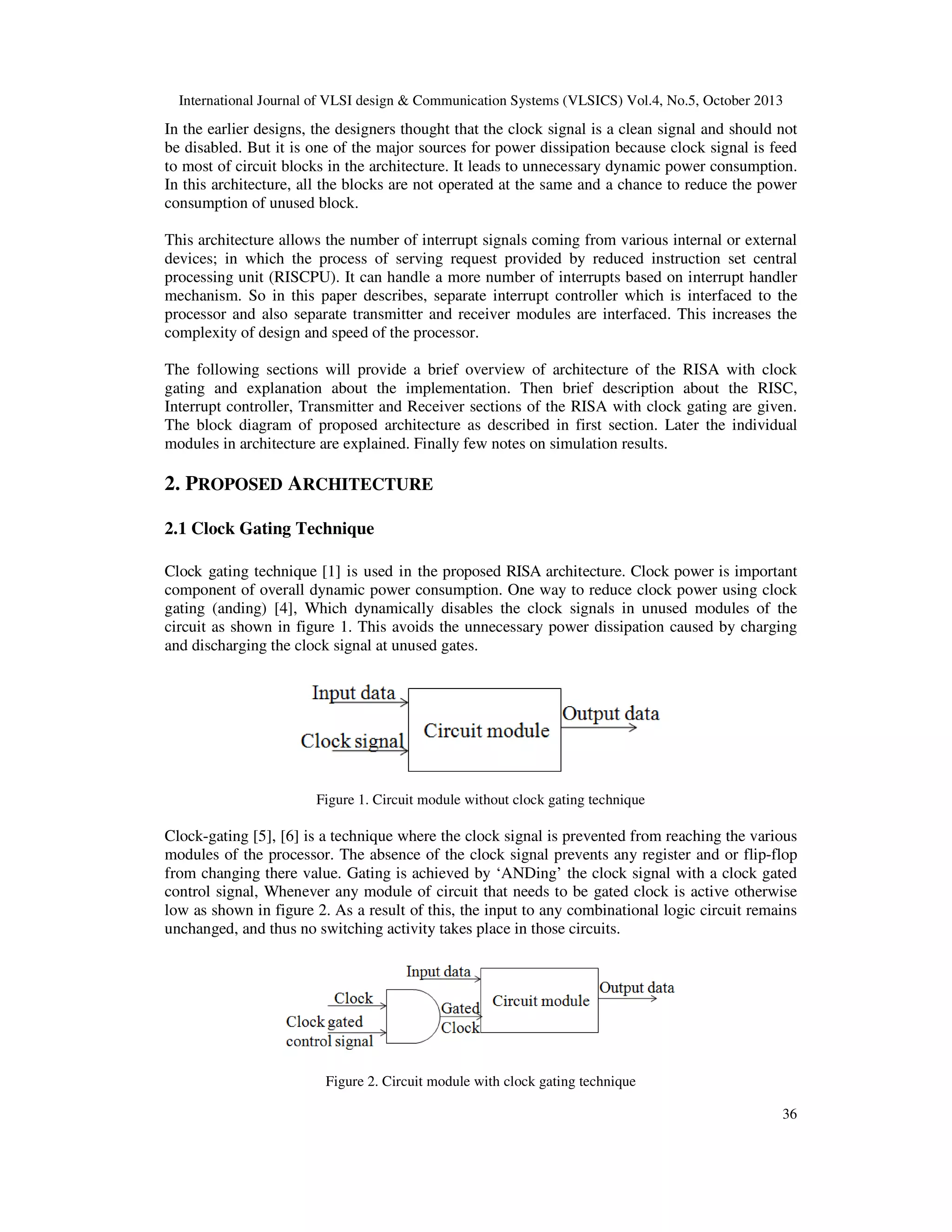 Low Power Reduced Instruction Set Architecture Using Clock Gating