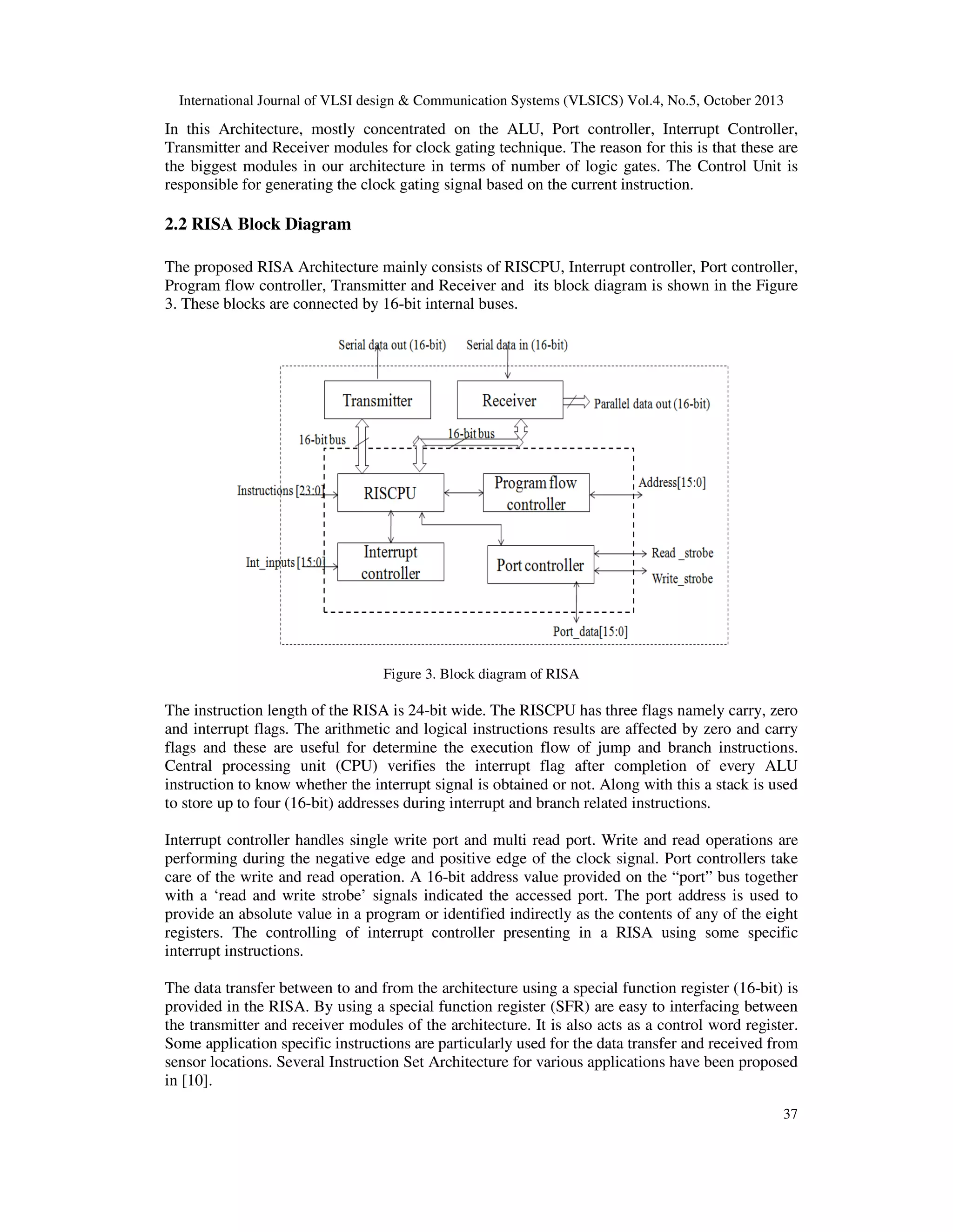 Low Power Reduced Instruction Set Architecture Using Clock Gating