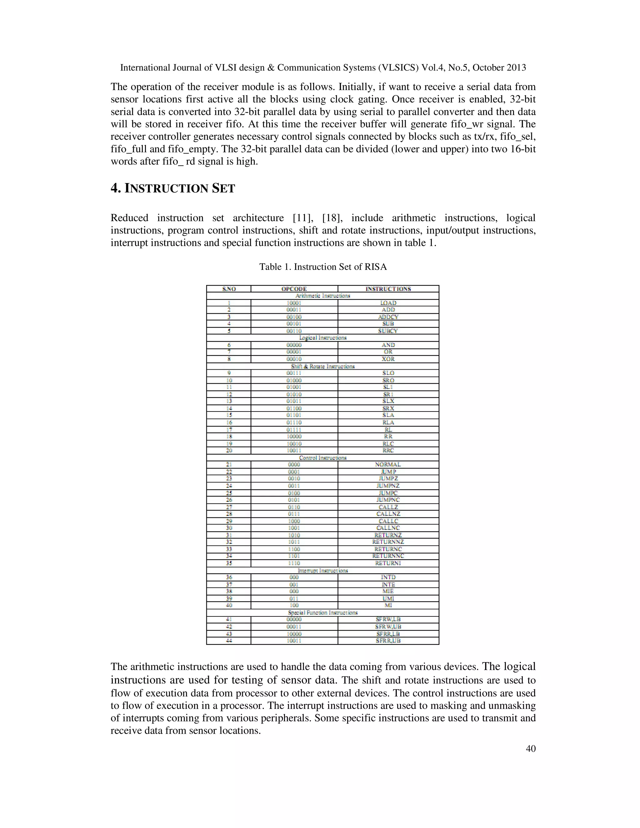 Low Power Reduced Instruction Set Architecture Using Clock Gating