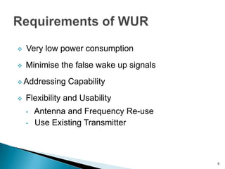 Low power wake up reciever operating in the | PPTX